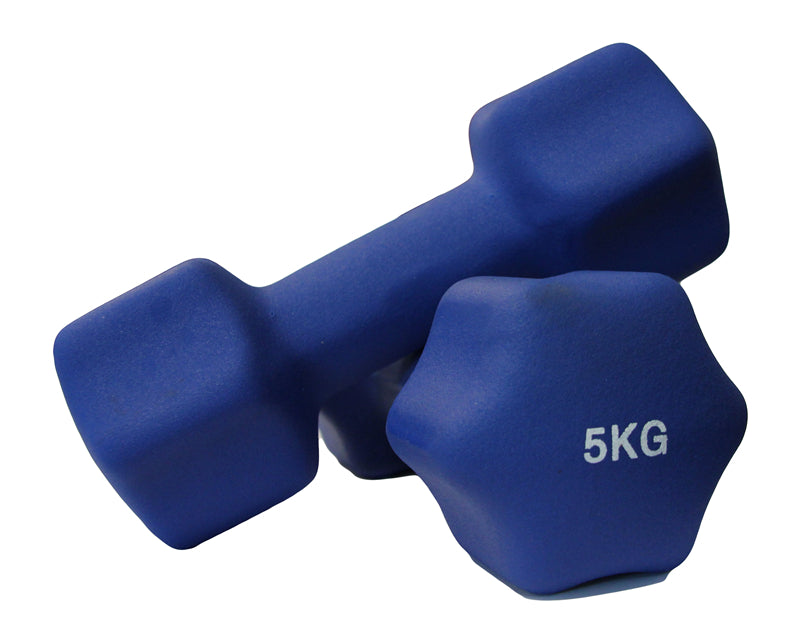 Pair of 5kg Neoprene Dumbbell - Home Gym Equipment